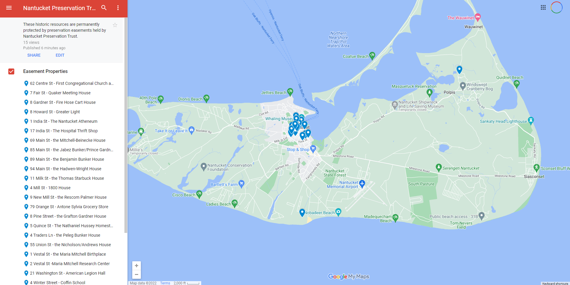 Preservation Easements Map - Nantucket Preservation Trust